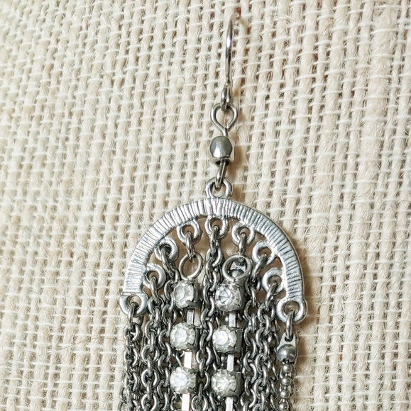 Jewelry | Silver Sparkly Chain Chandelier Earrings | Poshmark